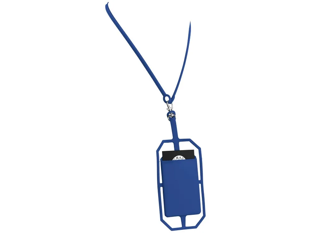 Картхолдер RFID со шнурком, синий - купить с логотипом на заказ в ...